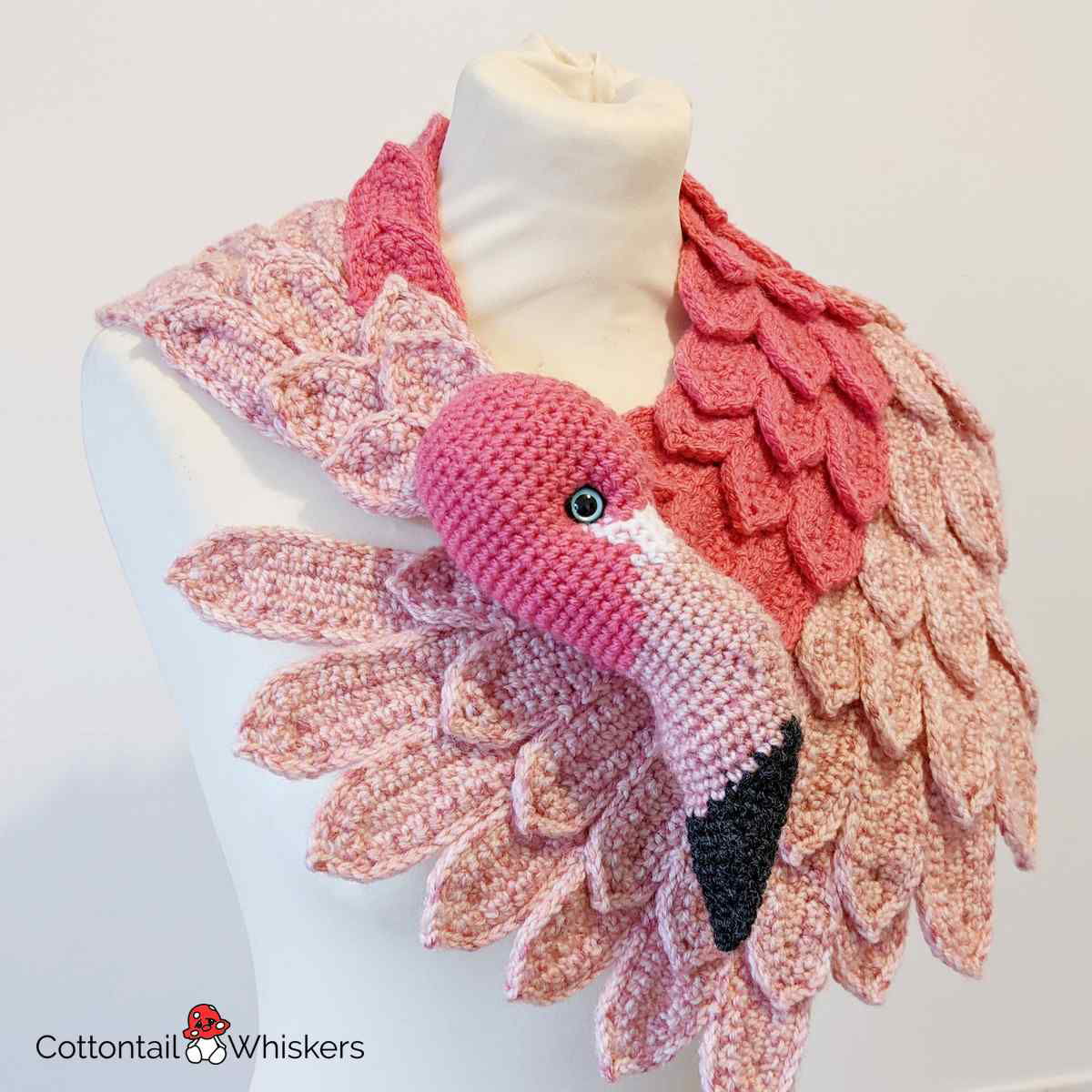 Bright Crochet Scarf Flamingo Shawl Pattern | Cottontail & Whiskers