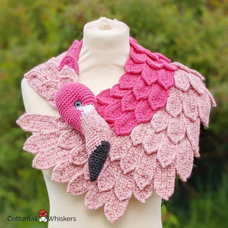Bright Crochet Scarf Flamingo Shawl Pattern | Cottontail & Whiskers