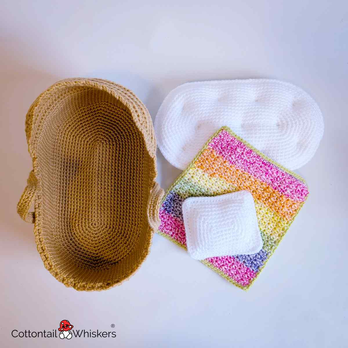Cosy Dolls Moses Basket Crochet Pattern Blanket Pillow