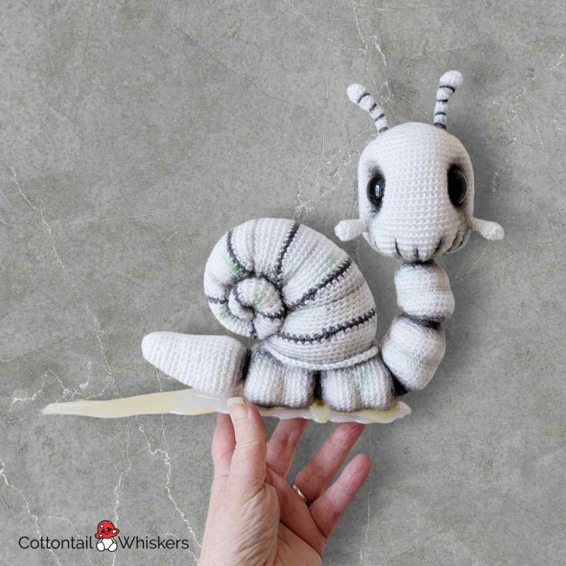 Scary Amigurumi Skeleton Snail Crochet Pattern Halloween Toy