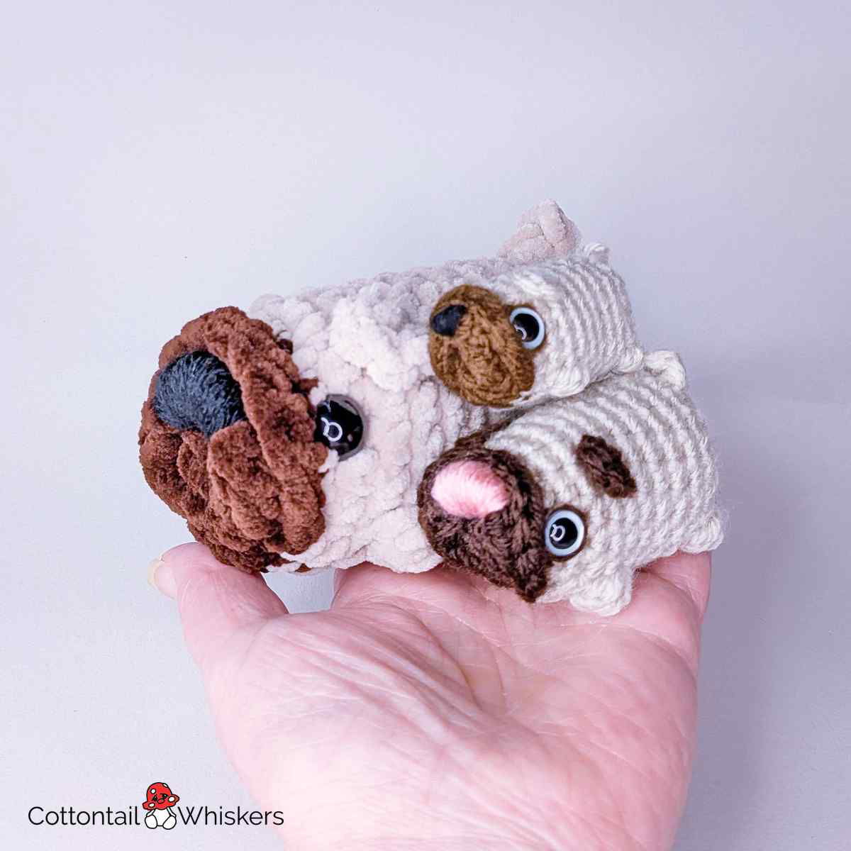 Mini Pug Crochet Pattern Dog Amigurumi Plushie Craft Book