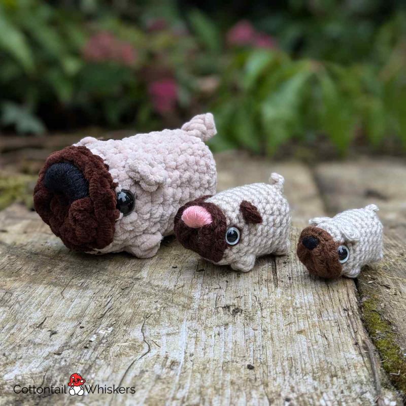 Mini Pug Crochet Pattern Dog Amigurumi Plushie Craft Book