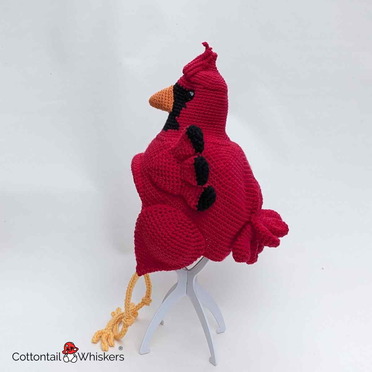 Happy Red Cardinal Hat Crochet Pattern Amigurumi Bird Cap
