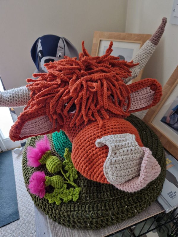 BIG Amigurumi Highland Cow Crochet Head Pattern Trophy Craft
