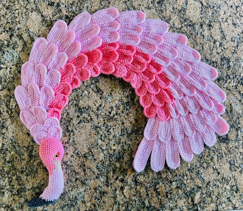 Bright Crochet Scarf Flamingo Shawl Pattern | Cottontail & Whiskers
