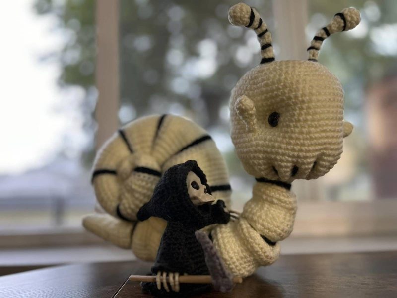 Scary Amigurumi Skeleton Snail Crochet Pattern Halloween Toy