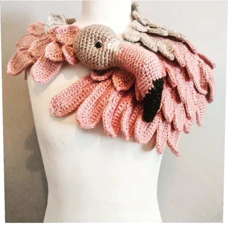 Bright Crochet Scarf Flamingo Shawl Pattern | Cottontail & Whiskers
